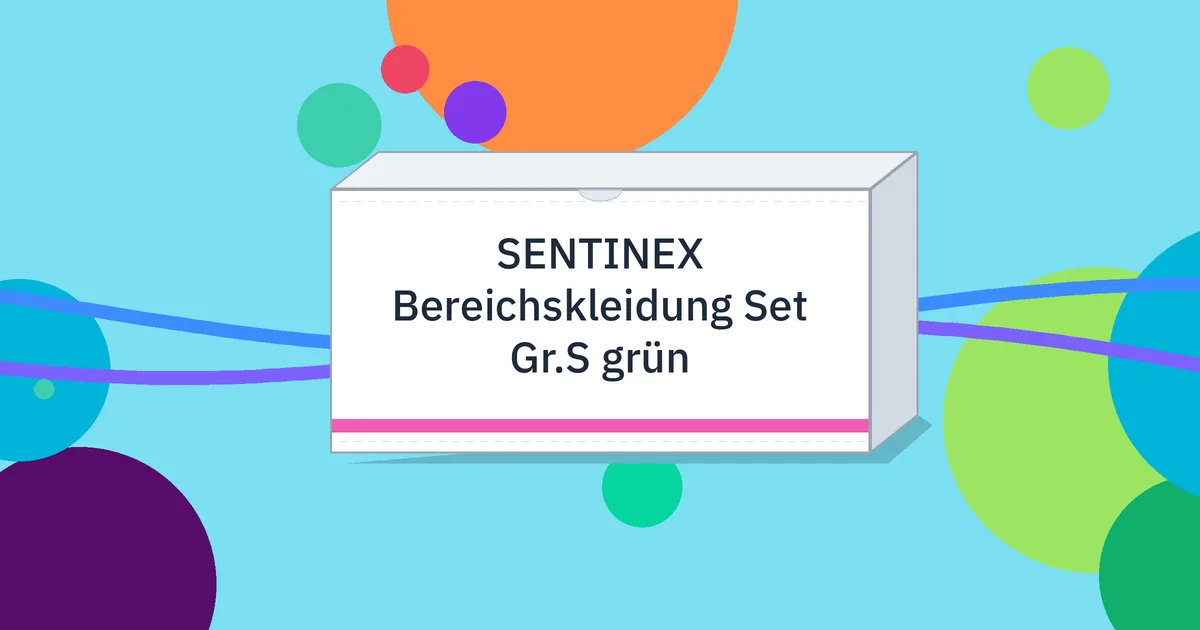 Symbolbild: Packung mit der Aufschrift SENTINEX Bereichskleidung Set Gr.S grün (PZN 09286340) – Verfügbarkeit und Bezug in Apotheken in Frankfurt am Main