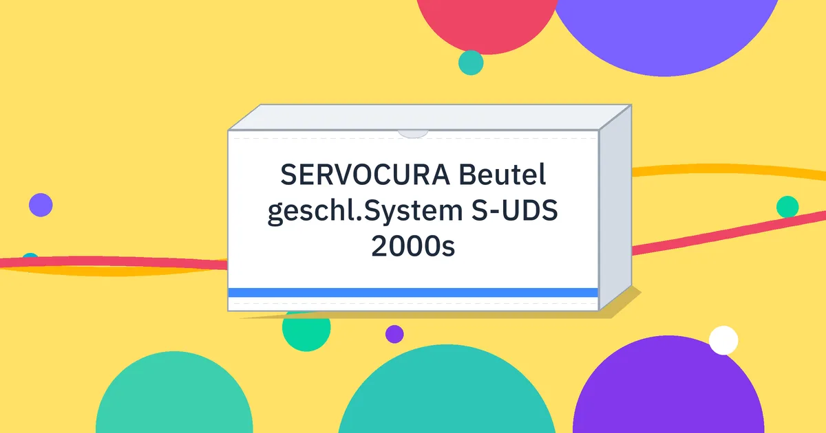 Symbolbild: Packung mit der Aufschrift SERVOCURA Beutel geschl.System S-UDS 2000s (PZN 13903844) – Verfügbarkeit und Bezug in Apotheken in Frankfurt am Main