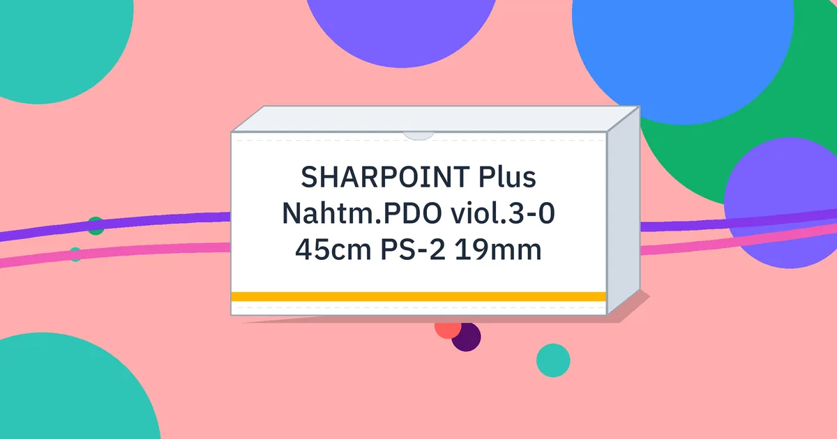 Symbolbild: Packung mit der Aufschrift SHARPOINT Plus Nahtm.PDO viol.3-0 45cm PS-2 19mm (PZN 17994128) – Verfügbarkeit und Bezug in Apotheken in Frankfurt am Main