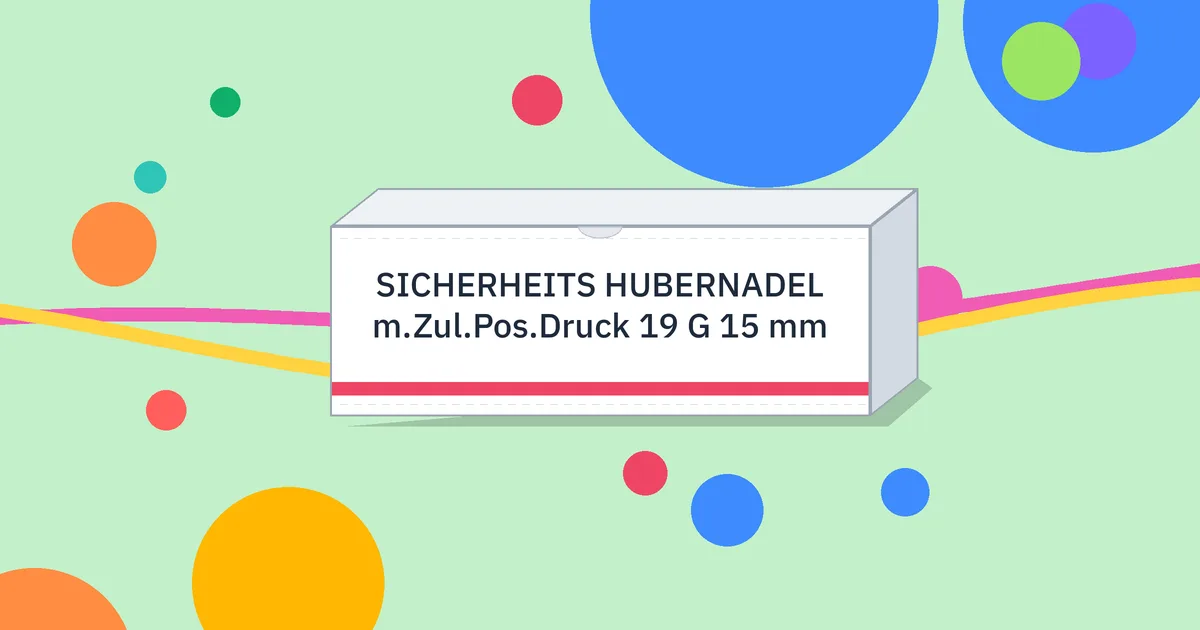 Symbolbild: Packung mit der Aufschrift SICHERHEITS HUBERNADEL m.Zul.Pos.Druck 19 G 15 mm (PZN 12646598) – Verfügbarkeit und Bezug in Apotheken in Frankfurt am Main