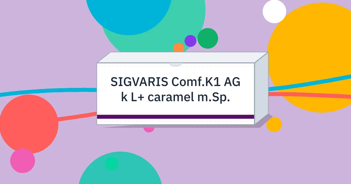 Symbolbild: Packung mit der Aufschrift SIGVARIS Comf.K1 AG k L+ caramel m.Sp. (PZN 17043143) – Verfügbarkeit und Bezug in Apotheken in Frankfurt am Main