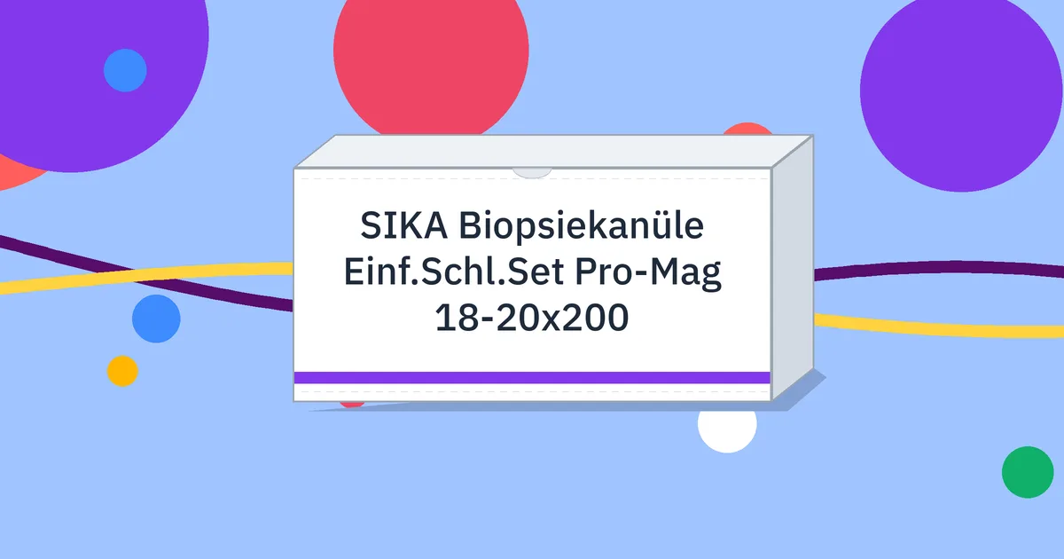 Symbolbild: Packung mit der Aufschrift SIKA Biopsiekanüle Einf.Schl.Set Pro-Mag 18-20x200 (PZN 02707643) – Verfügbarkeit und Bezug in Apotheken in Frankfurt am Main