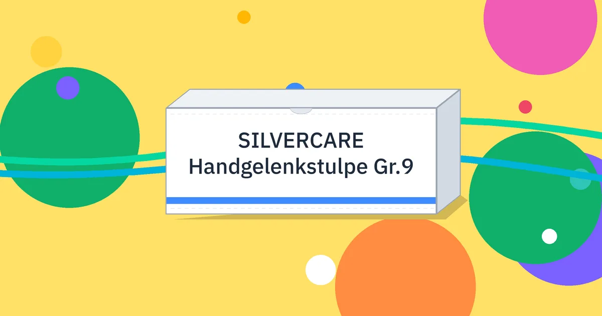 Symbolbild: Packung mit der Aufschrift SILVERCARE Handgelenkstulpe Gr.9 (PZN 06716277) – Verfügbarkeit und Bezug in Apotheken in Frankfurt am Main