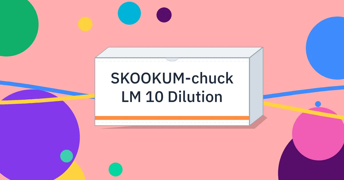 Symbolbild: Packung mit der Aufschrift SKOOKUM-chuck LM 10 Dilution (PZN 13191527) – Verfügbarkeit und Bezug in Apotheken in Frankfurt am Main