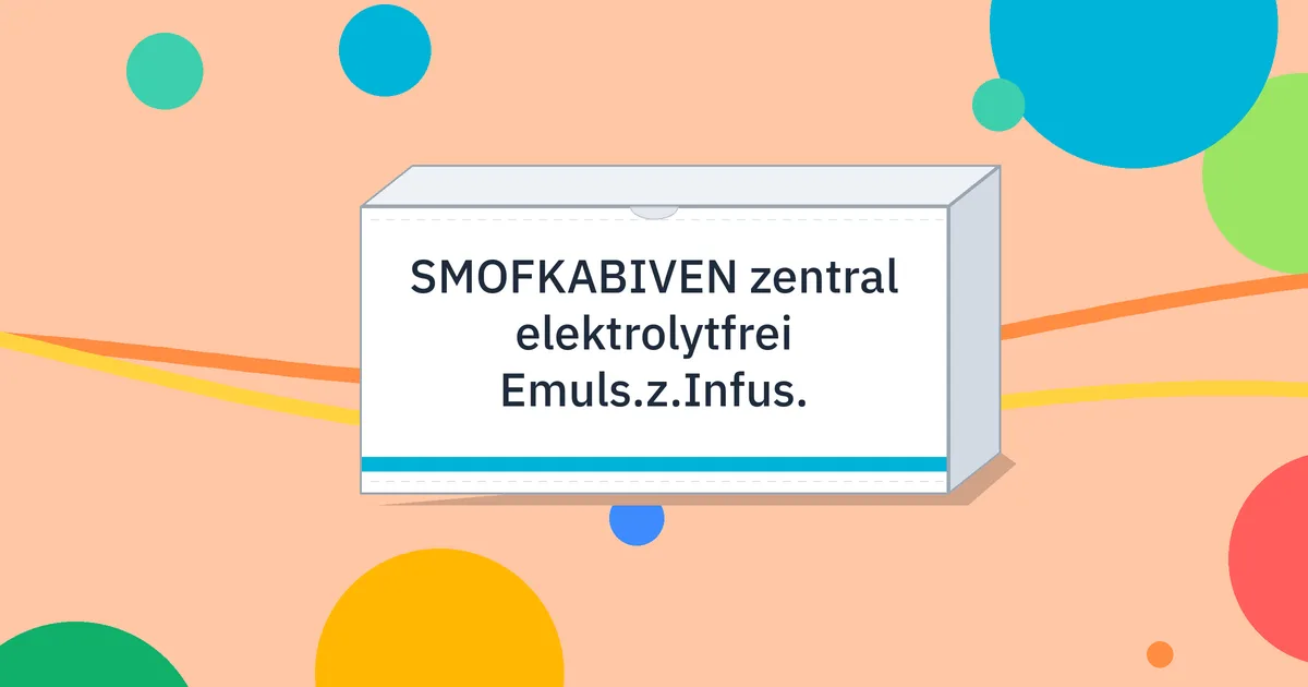 Symbolbild: Packung mit der Aufschrift SMOFKABIVEN zentral elektrolytfrei Emuls.z.Infus. (PZN 05138335) – Verfügbarkeit und Bezug in Apotheken in Frankfurt am Main