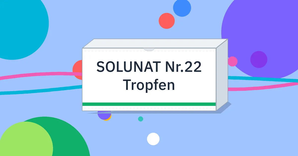 Symbolbild: Packung mit der Aufschrift SOLUNAT Nr.22 Tropfen (PZN 02944952) – Verfügbarkeit und Bezug in Apotheken in Frankfurt am Main