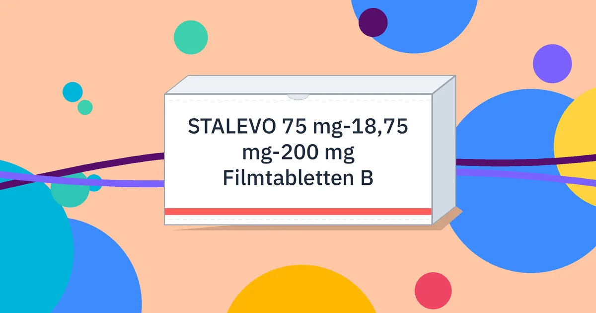 Symbolbild: Packung mit der Aufschrift STALEVO 75 mg-18,75 mg-200 mg Filmtabletten B (PZN 10000260) – Verfügbarkeit und Bezug in Apotheken in Frankfurt am Main