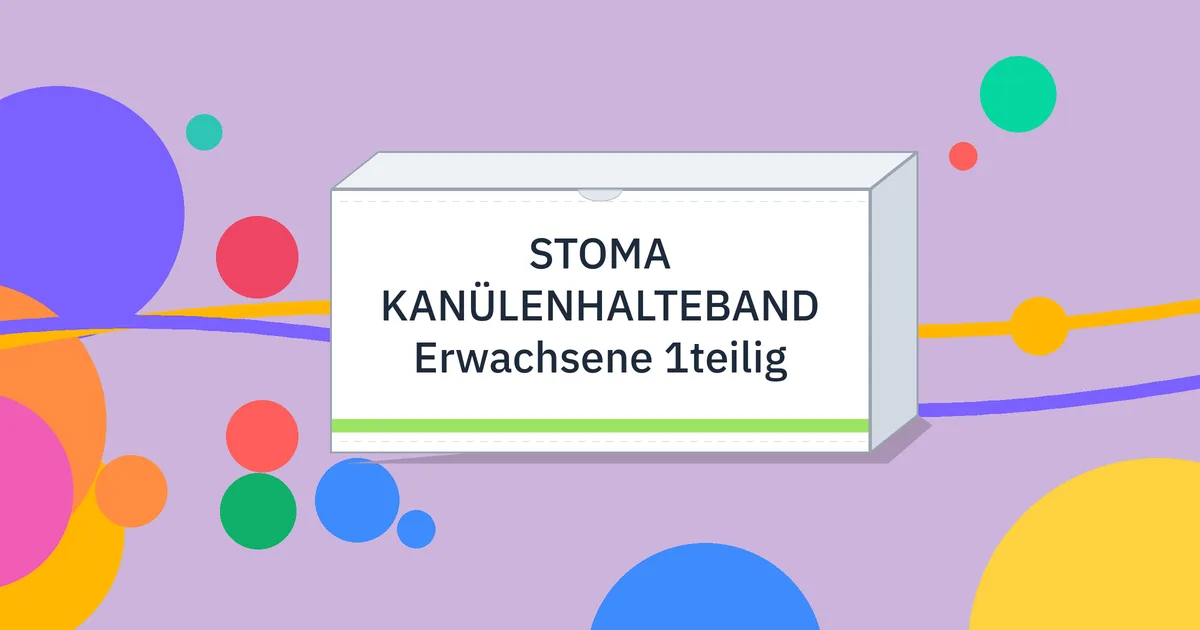 Symbolbild: Packung mit der Aufschrift STOMA KANÜLENHALTEBAND Erwachsene 1teilig (PZN 09511469) – Verfügbarkeit und Bezug in Apotheken in Frankfurt am Main