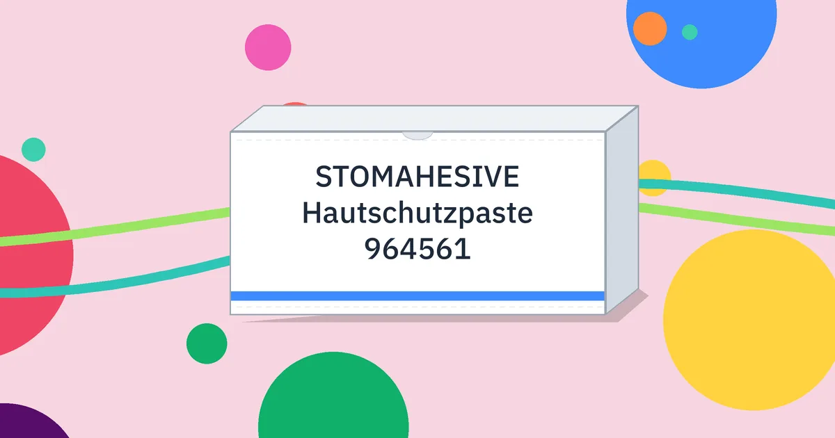 Symbolbild: Packung mit der Aufschrift STOMAHESIVE Hautschutzpaste 964561 (PZN 05507778) – Verfügbarkeit und Bezug in Apotheken in Frankfurt am Main