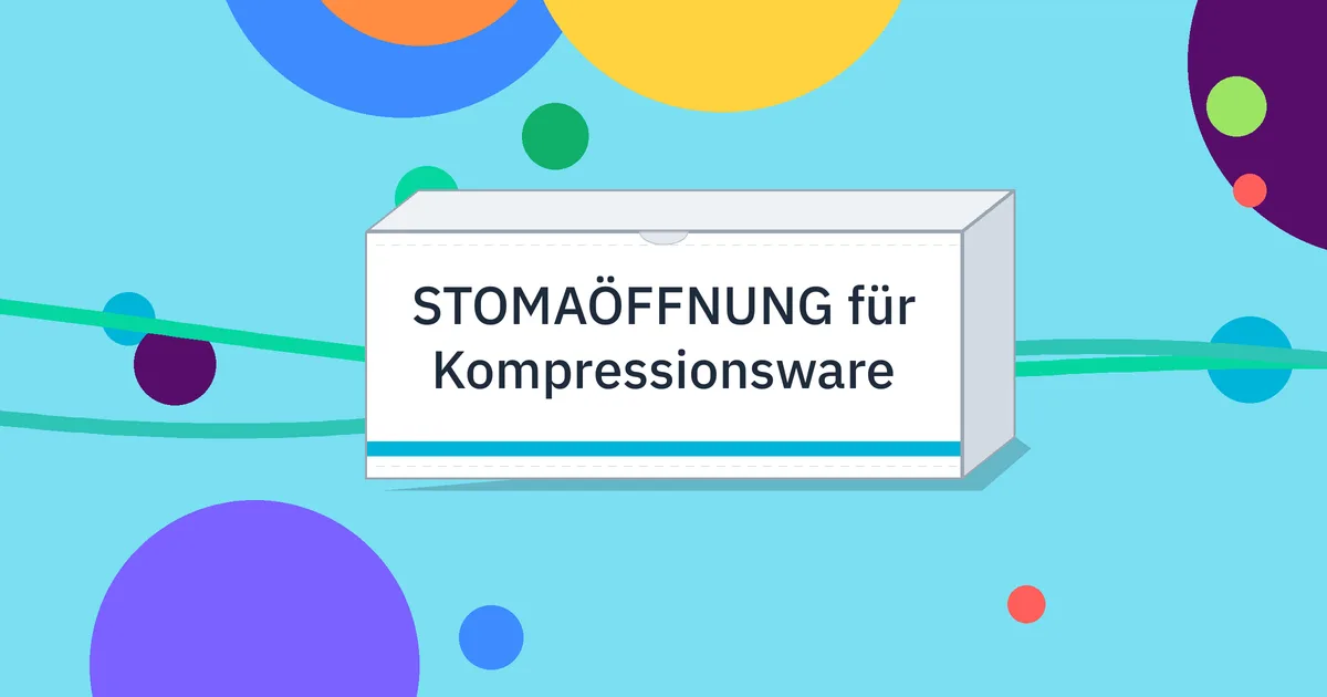 Symbolbild: Packung mit der Aufschrift STOMAÖFFNUNG für Kompressionsware (PZN 20318678) – Verfügbarkeit und Bezug in Apotheken in Frankfurt am Main