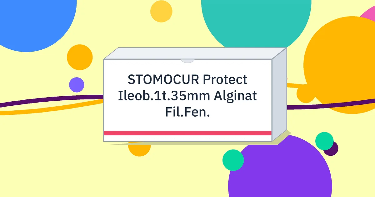 Symbolbild: Packung mit der Aufschrift STOMOCUR Protect Ileob.1t.35mm Alginat Fil.Fen. (PZN 14363539) – Verfügbarkeit und Bezug in Apotheken in Frankfurt am Main