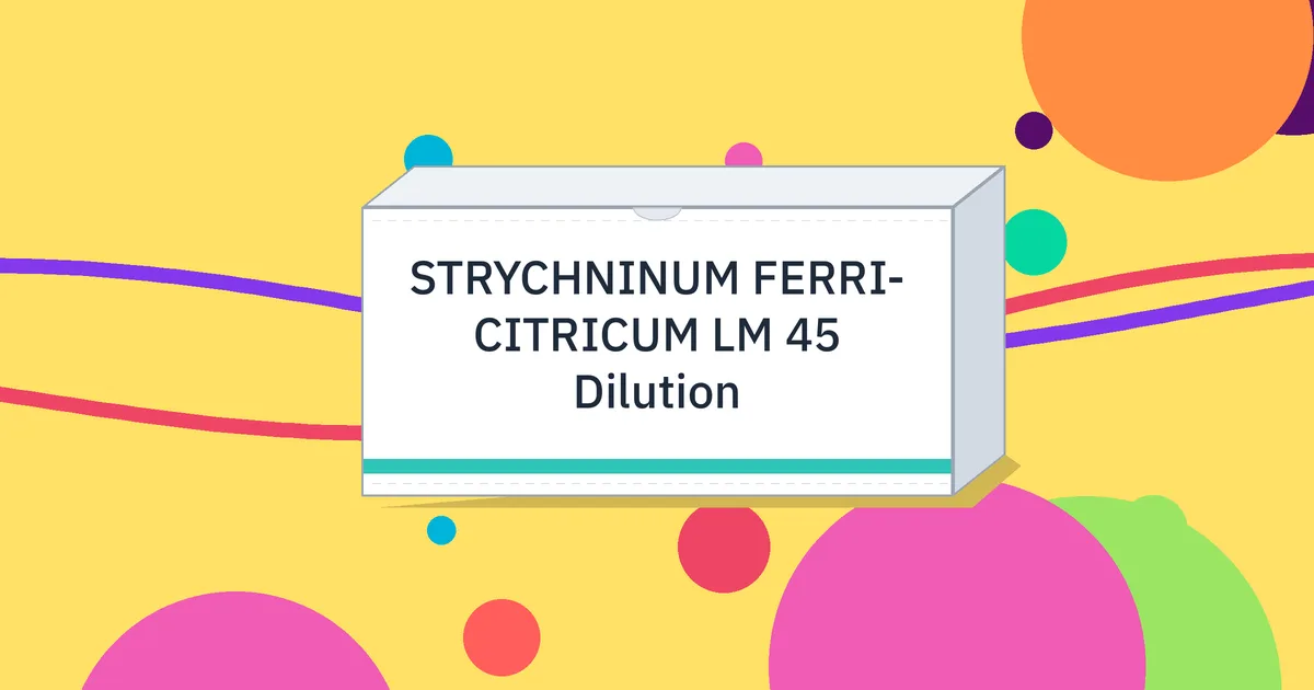 Symbolbild: Packung mit der Aufschrift STRYCHNINUM FERRI-CITRICUM LM 45 Dilution (PZN 13206507) – Verfügbarkeit und Bezug in Apotheken in Frankfurt am Main