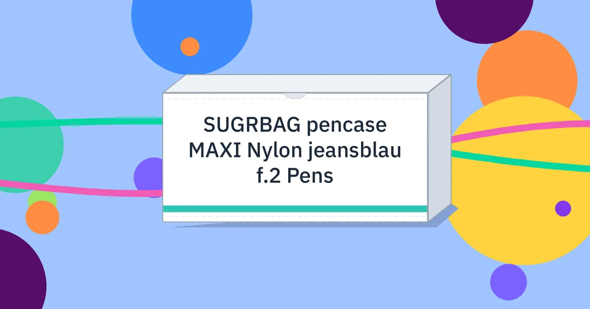 Symbolbild: Packung mit der Aufschrift SUGRBAG pencase MAXI Nylon jeansblau f.2 Pens (PZN 14202374) – Verfügbarkeit und Bezug in Apotheken in Frankfurt am Main
