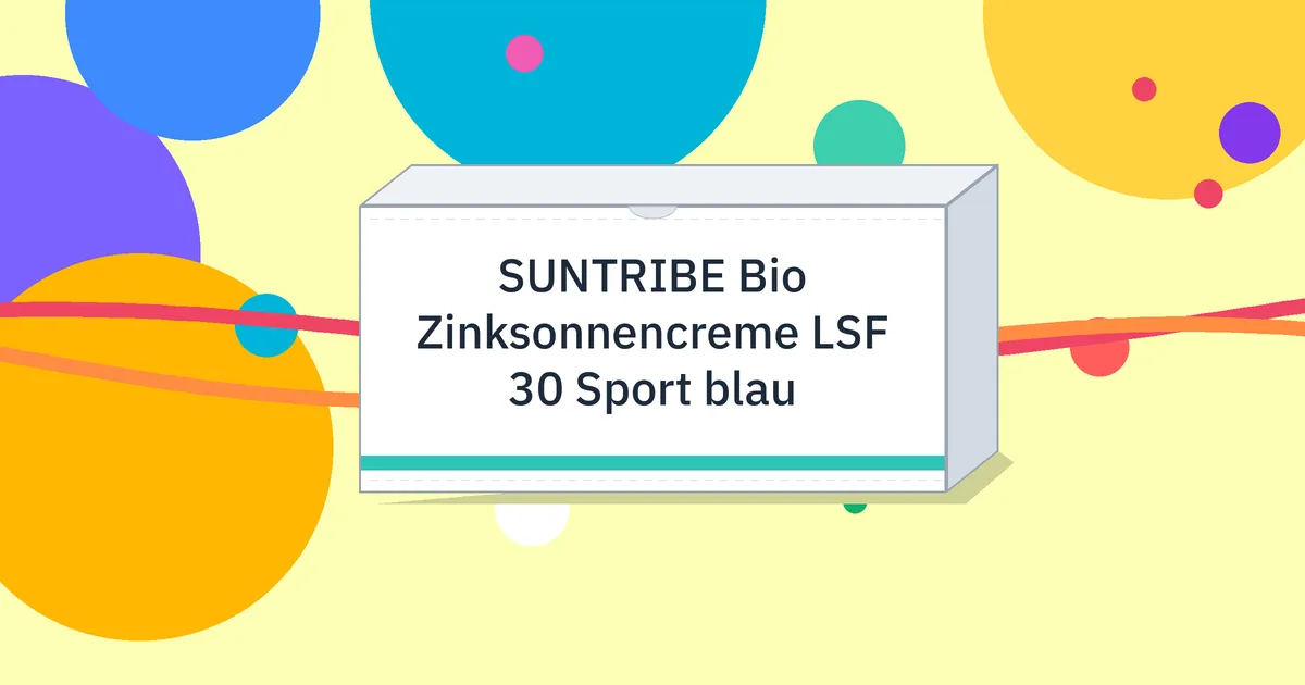 Symbolbild: Packung mit der Aufschrift SUNTRIBE Bio Zinksonnencreme LSF 30 Sport blau (PZN 16703057) – Verfügbarkeit und Bezug in Apotheken in Frankfurt am Main
