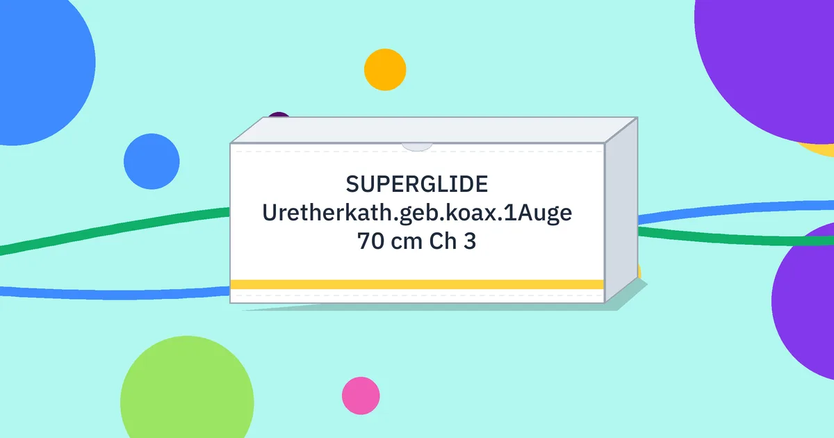 Symbolbild: Packung mit der Aufschrift SUPERGLIDE Uretherkath.geb.koax.1Auge 70 cm Ch 3 (PZN 12424946) – Verfügbarkeit und Bezug in Apotheken in Frankfurt am Main