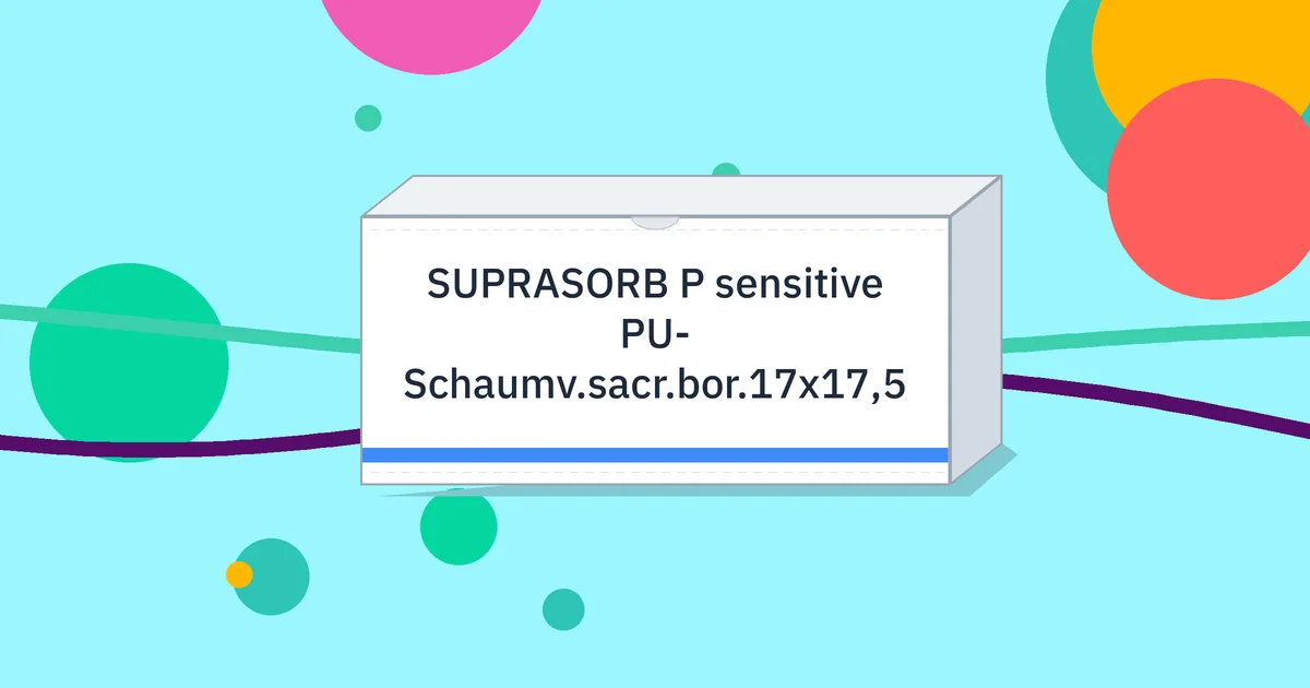 Symbolbild: Packung mit der Aufschrift SUPRASORB P sensitive PU-Schaumv.sacr.bor.17x17,5 (PZN 20197654) – Verfügbarkeit und Bezug in Apotheken in Frankfurt am Main