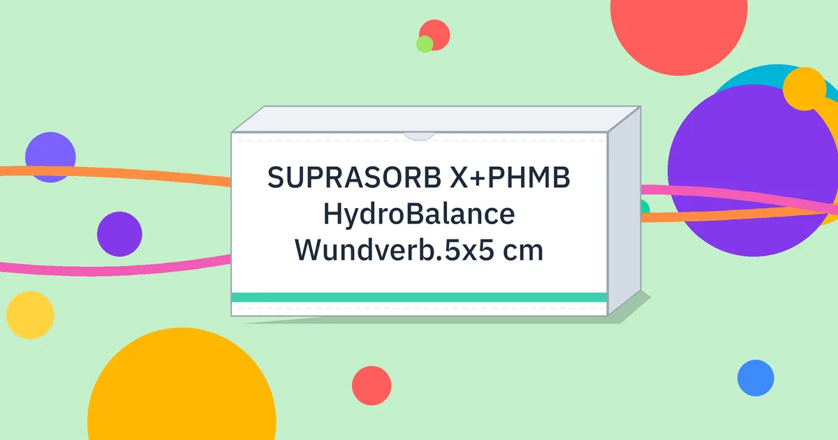 Symbolbild: Packung mit der Aufschrift SUPRASORB X+PHMB HydroBalance Wundverb.5x5 cm (PZN 03393477) – Verfügbarkeit und Bezug in Apotheken in Frankfurt am Main