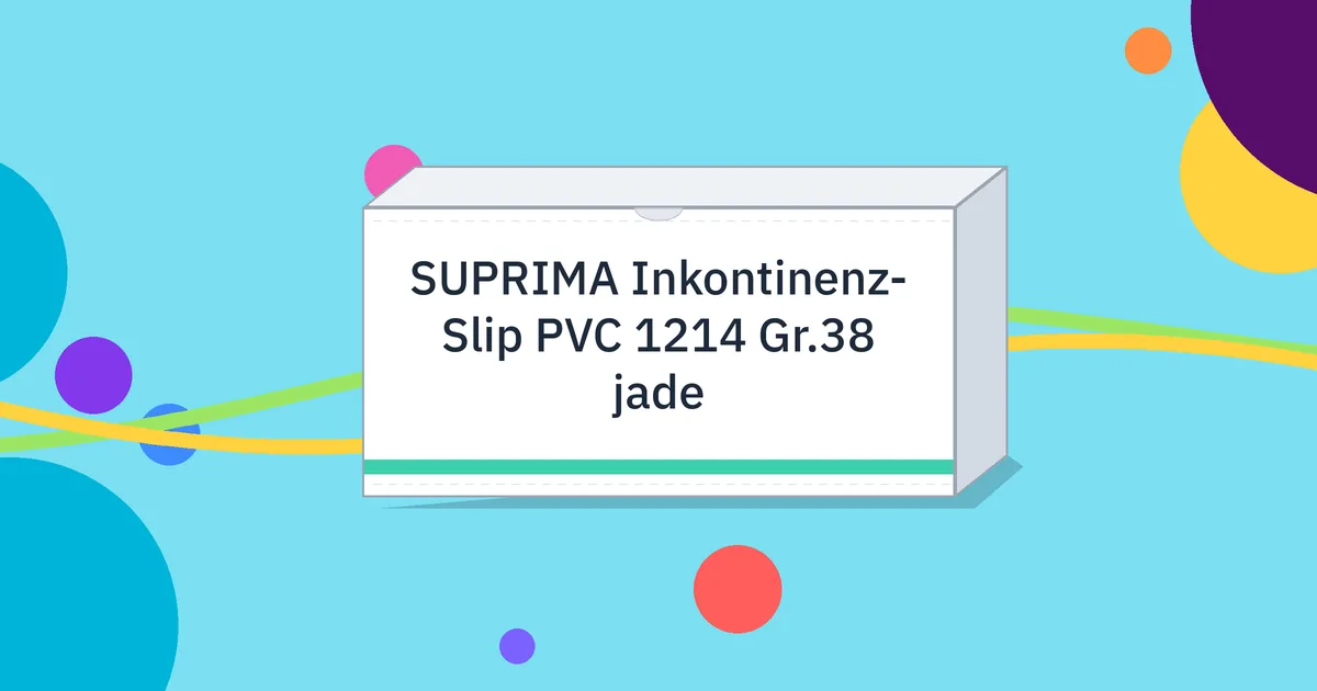 Symbolbild: Packung mit der Aufschrift SUPRIMA Inkontinenz-Slip PVC 1214 Gr.38 jade (PZN 02160506) – Verfügbarkeit und Bezug in Apotheken in Frankfurt am Main