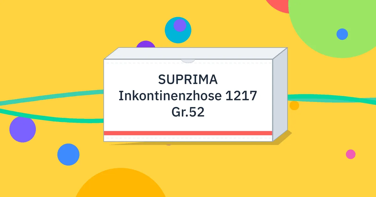 Symbolbild: Packung mit der Aufschrift SUPRIMA Inkontinenzhose 1217 Gr.52 (PZN 03719950) – Verfügbarkeit und Bezug in Apotheken in Frankfurt am Main