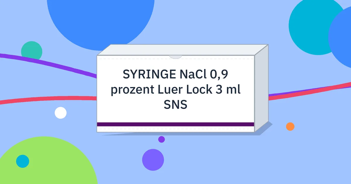 Symbolbild: Packung mit der Aufschrift SYRINGE NaCl 0,9 prozent Luer Lock 3 ml SNS (PZN 17984880) – Verfügbarkeit und Bezug in Apotheken in Frankfurt am Main