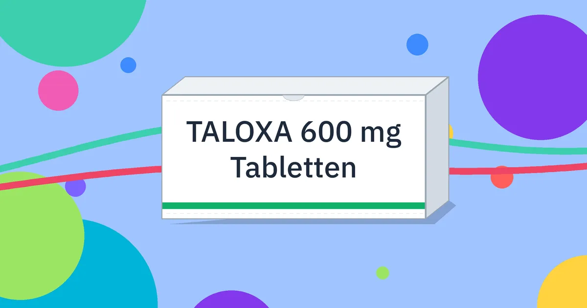 Symbolbild: Packung mit der Aufschrift TALOXA 600 mg Tabletten (PZN 18219093) – Verfügbarkeit und Bezug in Apotheken in Frankfurt am Main