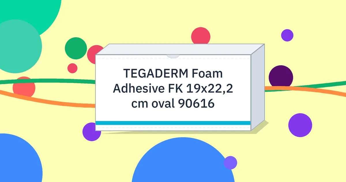 Symbolbild: Packung mit der Aufschrift TEGADERM Foam Adhesive FK 19x22,2 cm oval 90616 (PZN 06917314) – Verfügbarkeit und Bezug in Apotheken in Frankfurt am Main