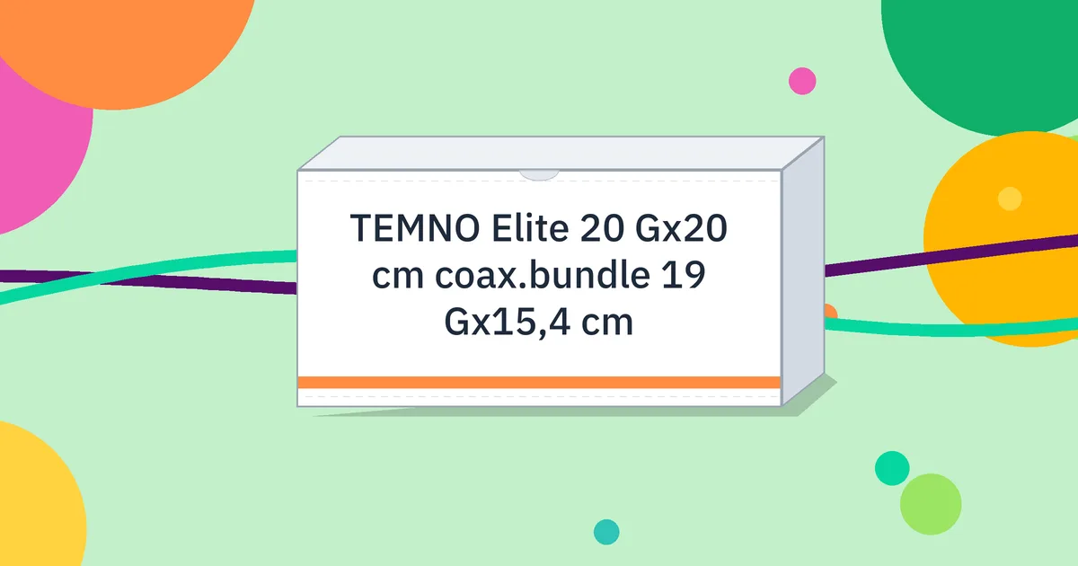 Symbolbild: Packung mit der Aufschrift TEMNO Elite 20 Gx20 cm coax.bundle 19 Gx15,4 cm (PZN 18765387) – Verfügbarkeit und Bezug in Apotheken in Frankfurt am Main