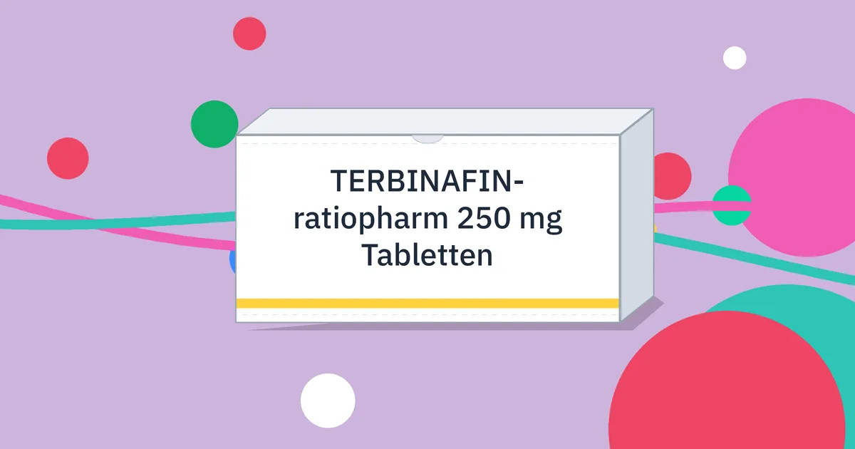 Symbolbild: Packung mit der Aufschrift TERBINAFIN-ratiopharm 250 mg Tabletten (PZN 01024681) – Verfügbarkeit und Bezug in Apotheken in Frankfurt am Main
