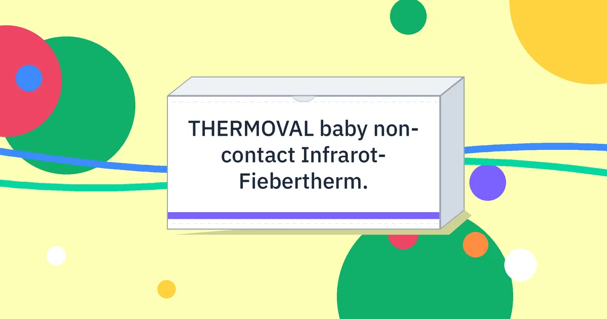 Symbolbild: Packung mit der Aufschrift THERMOVAL baby non-contact Infrarot-Fiebertherm. (PZN 11352529) – Verfügbarkeit und Bezug in Apotheken in Frankfurt am Main