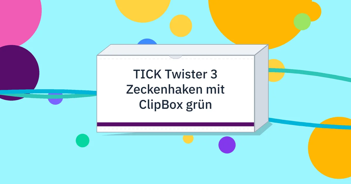 Symbolbild: Packung mit der Aufschrift TICK Twister 3 Zeckenhaken mit ClipBox grün (PZN 19469662) – Verfügbarkeit und Bezug in Apotheken in Frankfurt am Main