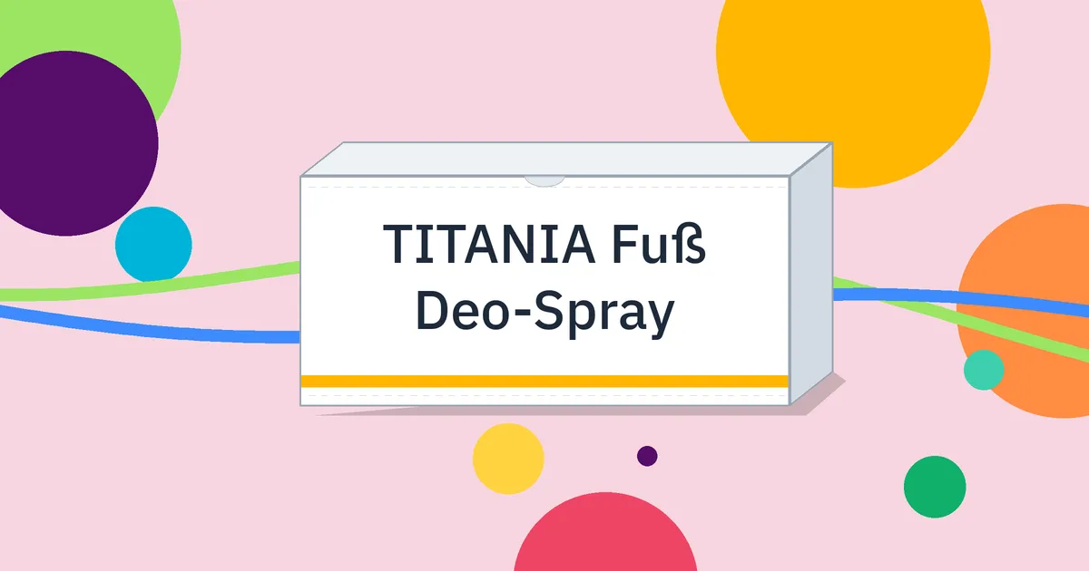 Symbolbild: Packung mit der Aufschrift TITANIA Fuß Deo-Spray (PZN 18905003) – Verfügbarkeit und Bezug in Apotheken in Frankfurt am Main