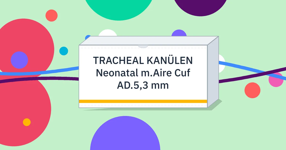 Symbolbild: Packung mit der Aufschrift TRACHEAL KANÜLEN Neonatal m.Aire Cuf AD.5,3 mm (PZN 09217416) – Verfügbarkeit und Bezug in Apotheken in Frankfurt am Main