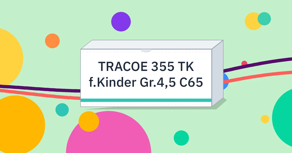 Symbolbild: Packung mit der Aufschrift TRACOE 355 TK f.Kinder Gr.4,5 C65 (PZN 11644344) – Verfügbarkeit und Bezug in Apotheken in Frankfurt am Main