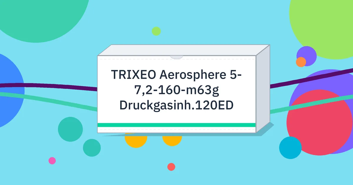Symbolbild: Packung mit der Aufschrift TRIXEO Aerosphere 5-7,2-160-m63g Druckgasinh.120ED (PZN 15578934) – Verfügbarkeit und Bezug in Apotheken in Frankfurt am Main