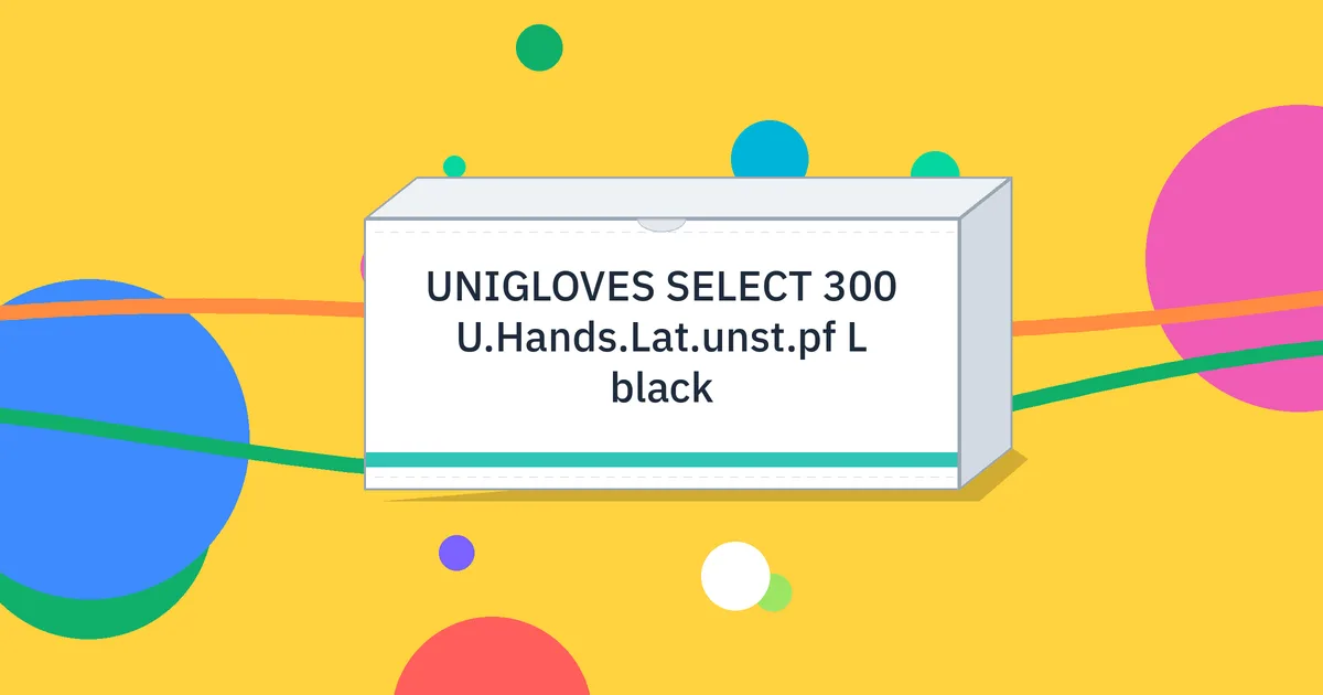 Symbolbild: Packung mit der Aufschrift UNIGLOVES SELECT 300 U.Hands.Lat.unst.pf L black (PZN 18102511) – Verfügbarkeit und Bezug in Apotheken in Frankfurt am Main