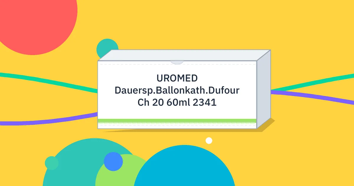 Symbolbild: Packung mit der Aufschrift UROMED Dauersp.Ballonkath.Dufour Ch 20 60ml 2341 (PZN 04673517) – Verfügbarkeit und Bezug in Apotheken in Frankfurt am Main