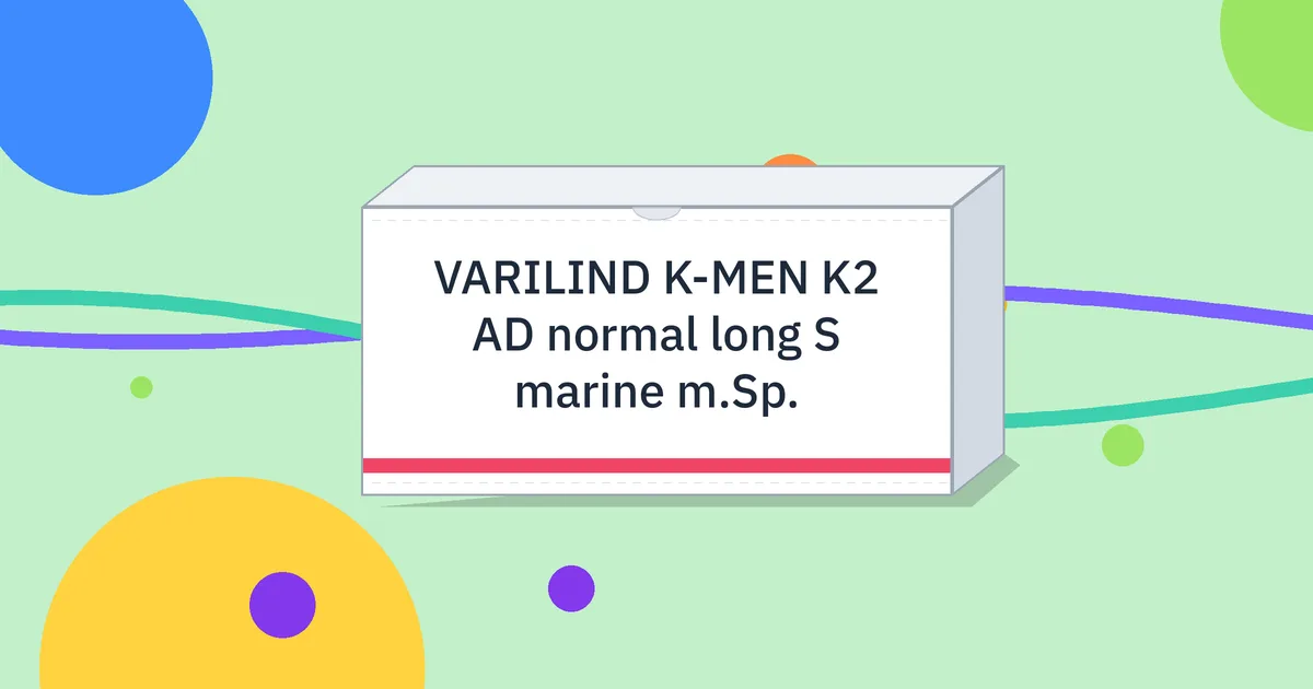 Symbolbild: Packung mit der Aufschrift VARILIND K-MEN K2 AD normal long S marine m.Sp. (PZN 20569357) – Verfügbarkeit und Bezug in Apotheken in Frankfurt am Main