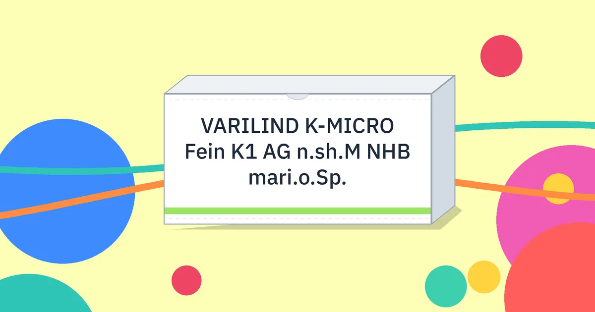 Symbolbild: Packung mit der Aufschrift VARILIND K-MICRO Fein K1 AG n.sh.M NHB mari.o.Sp. (PZN 20554924) – Verfügbarkeit und Bezug in Apotheken in Frankfurt am Main