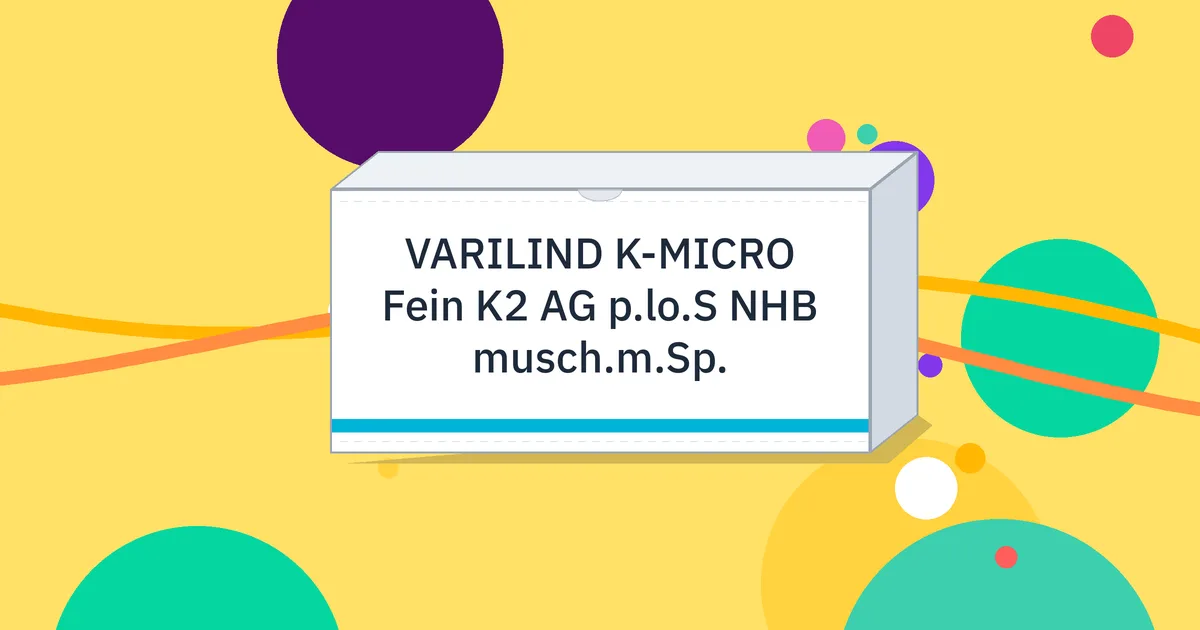Symbolbild: Packung mit der Aufschrift VARILIND K-MICRO Fein K2 AG p.lo.S NHB musch.m.Sp. (PZN 20557006) – Verfügbarkeit und Bezug in Apotheken in Frankfurt am Main