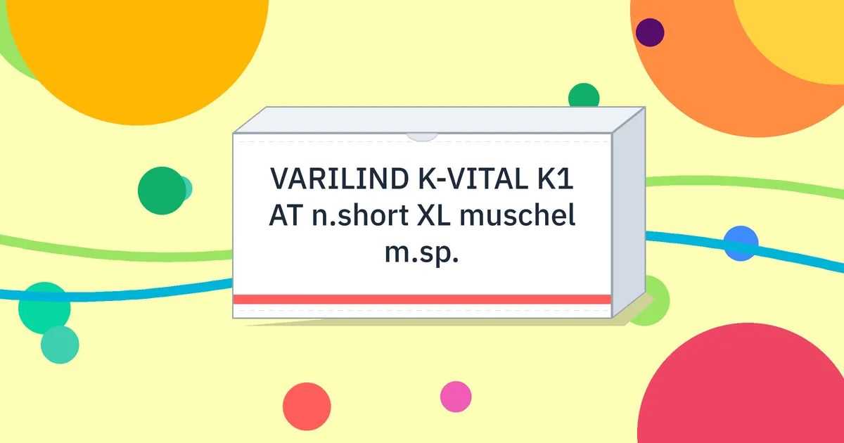 Symbolbild: Packung mit der Aufschrift VARILIND K-VITAL K1 AT n.short XL muschel m.sp. (PZN 20560735) – Verfügbarkeit und Bezug in Apotheken in Frankfurt am Main