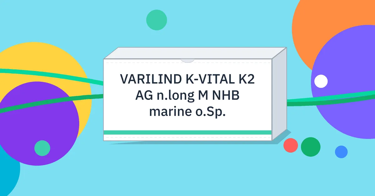 Symbolbild: Packung mit der Aufschrift VARILIND K-VITAL K2 AG n.long M NHB marine o.Sp. (PZN 20564868) – Verfügbarkeit und Bezug in Apotheken in Frankfurt am Main