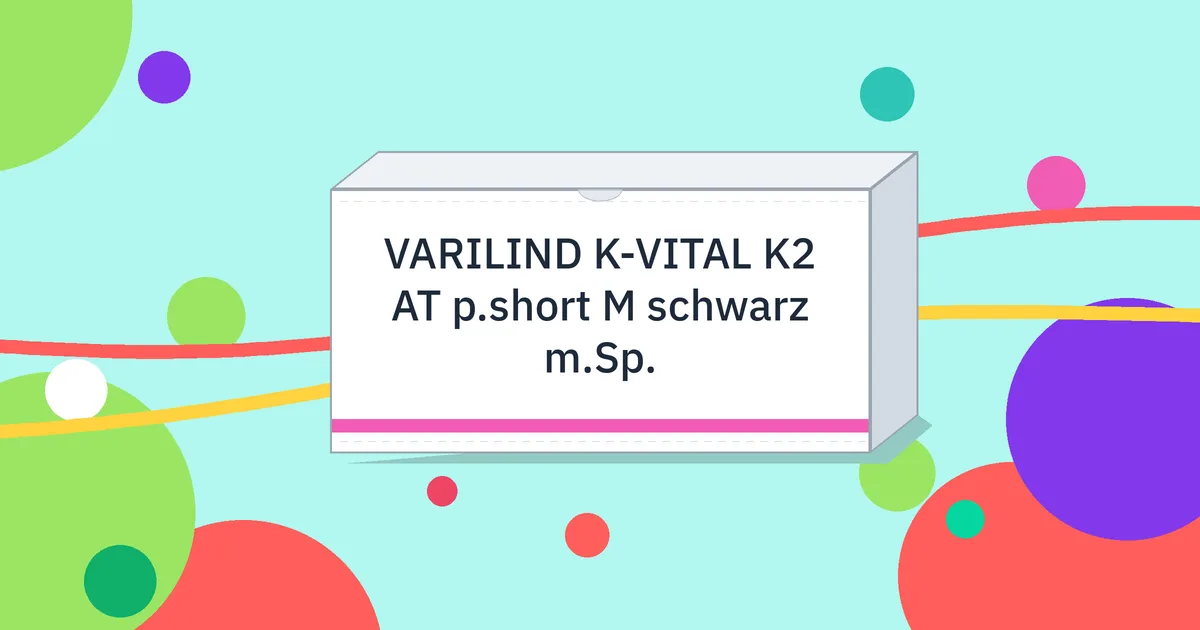 Symbolbild: Packung mit der Aufschrift VARILIND K-VITAL K2 AT p.short M schwarz m.Sp. (PZN 20561999) – Verfügbarkeit und Bezug in Apotheken in Frankfurt am Main