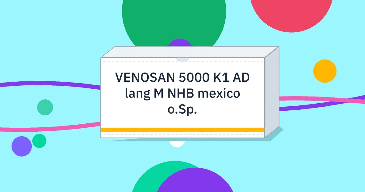 Symbolbild: Packung mit der Aufschrift VENOSAN 5000 K1 AD lang M NHB mexico o.Sp. (PZN 14429267) – Verfügbarkeit und Bezug in Apotheken in Frankfurt am Main