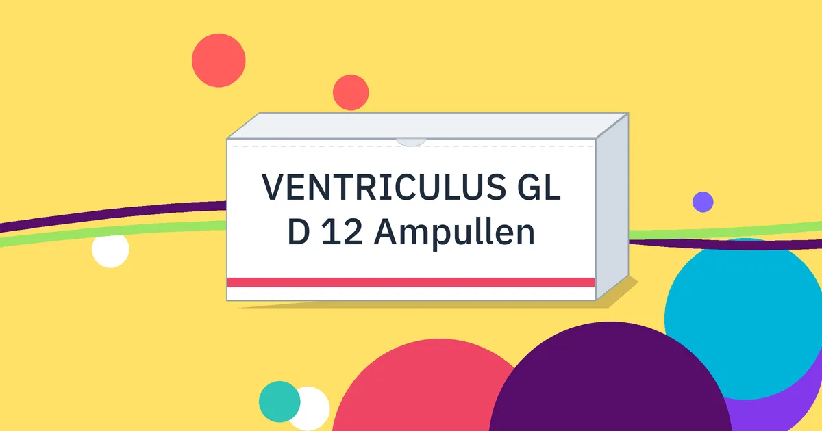 Symbolbild: Packung mit der Aufschrift VENTRICULUS GL D 12 Ampullen (PZN 03353696) – Verfügbarkeit und Bezug in Apotheken in Frankfurt am Main