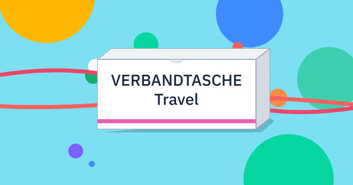 Symbolbild: Packung mit der Aufschrift VERBANDTASCHE Travel (PZN 00832114) – Verfügbarkeit und Bezug in Apotheken in Frankfurt am Main