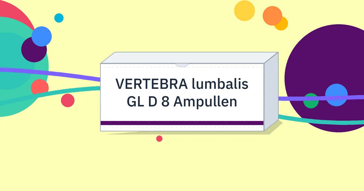 Symbolbild: Packung mit der Aufschrift VERTEBRA lumbalis GL D 8 Ampullen (PZN 03794006) – Verfügbarkeit und Bezug in Apotheken in Frankfurt am Main