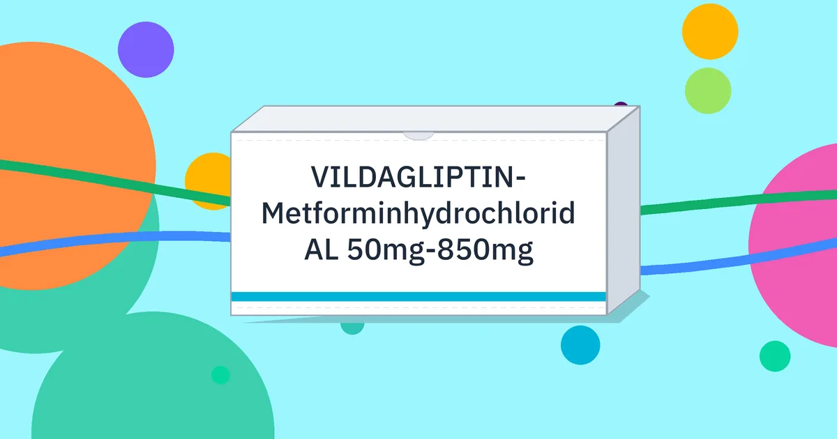 Symbolbild: Packung mit der Aufschrift VILDAGLIPTIN-Metforminhydrochlorid AL 50mg-850mg (PZN 18106259) – Verfügbarkeit und Bezug in Apotheken in Frankfurt am Main