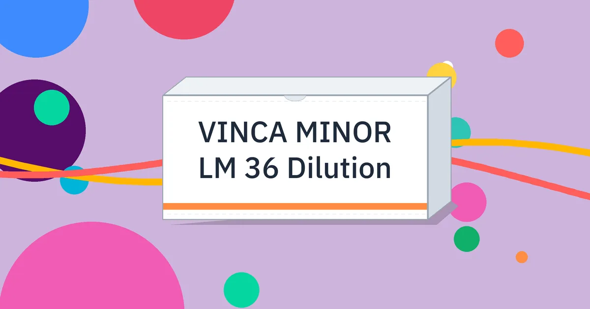 Symbolbild: Packung mit der Aufschrift VINCA MINOR LM 36 Dilution (PZN 13274058) – Verfügbarkeit und Bezug in Apotheken in Frankfurt am Main