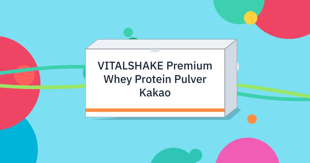Symbolbild: Packung mit der Aufschrift VITALSHAKE Premium Whey Protein Pulver Kakao (PZN 15638688) – Verfügbarkeit und Bezug in Apotheken in Frankfurt am Main