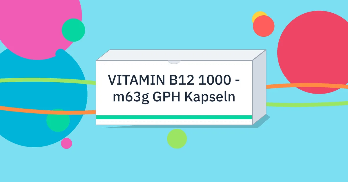 Symbolbild: Packung mit der Aufschrift VITAMIN B12 1000 -m63g GPH Kapseln (PZN 15294697) – Verfügbarkeit und Bezug in Apotheken in Frankfurt am Main